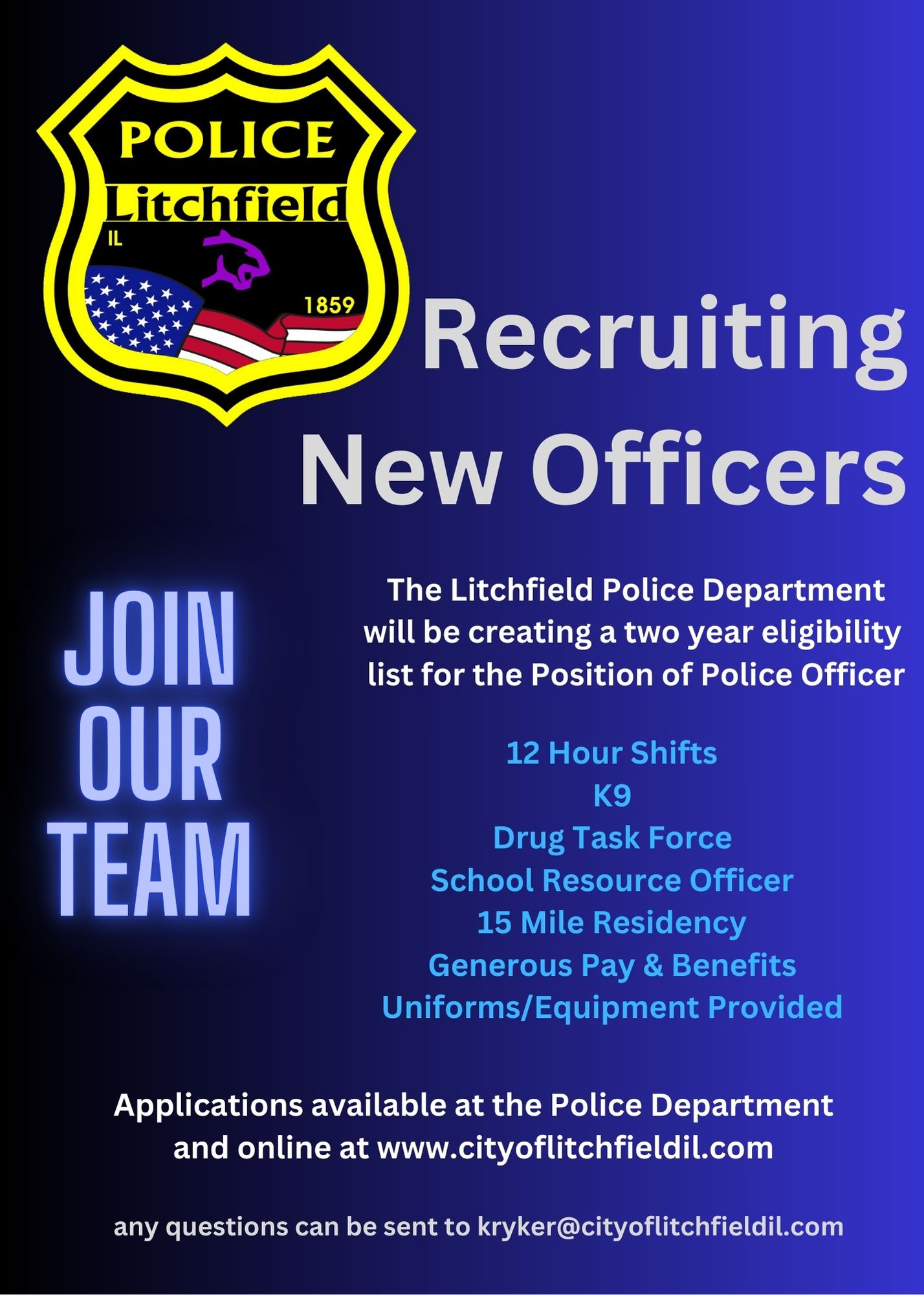 Applicant testing - The City of Litchfield